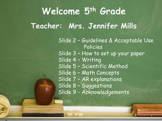 5th Grade Introduction and Welcome - Jennifer Mills | PPTX | Freelance ...