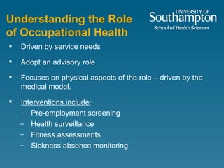 Complementary Professions? Occupational Therapy and Occupational Health ...