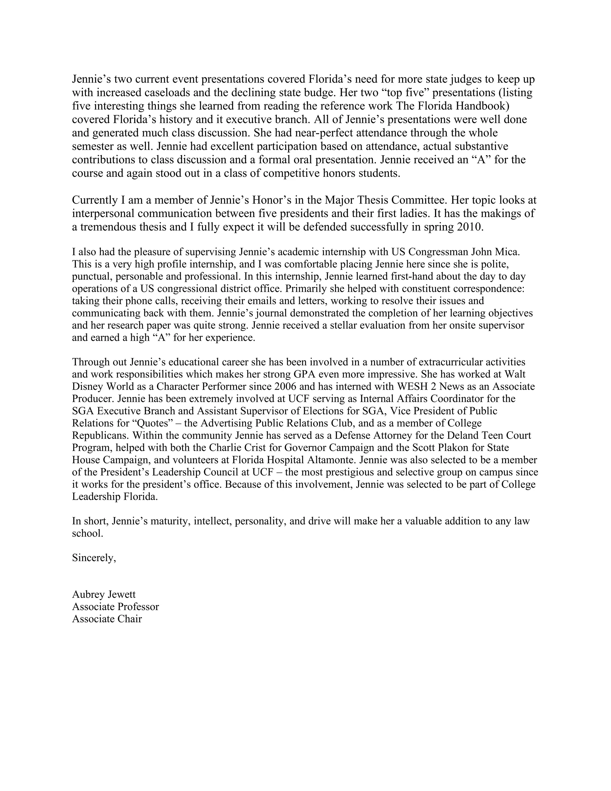 Law School Letter of Recommendation | DOC