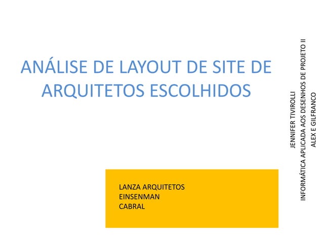 Análise de layouts de sites de arquitetos | PPT