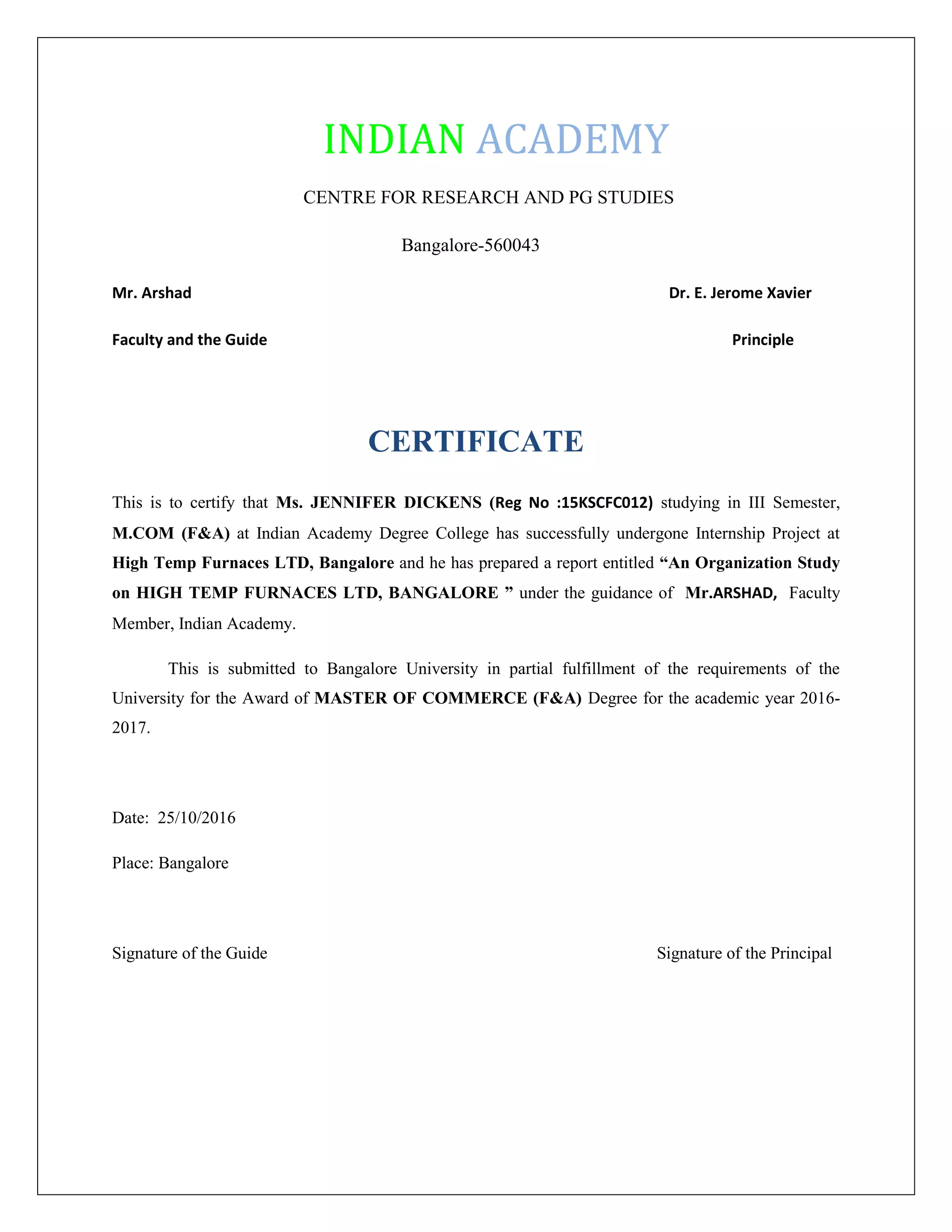 An Organisation study at HIGHTEMP FURNACES LTD, BANGALORE | PDF