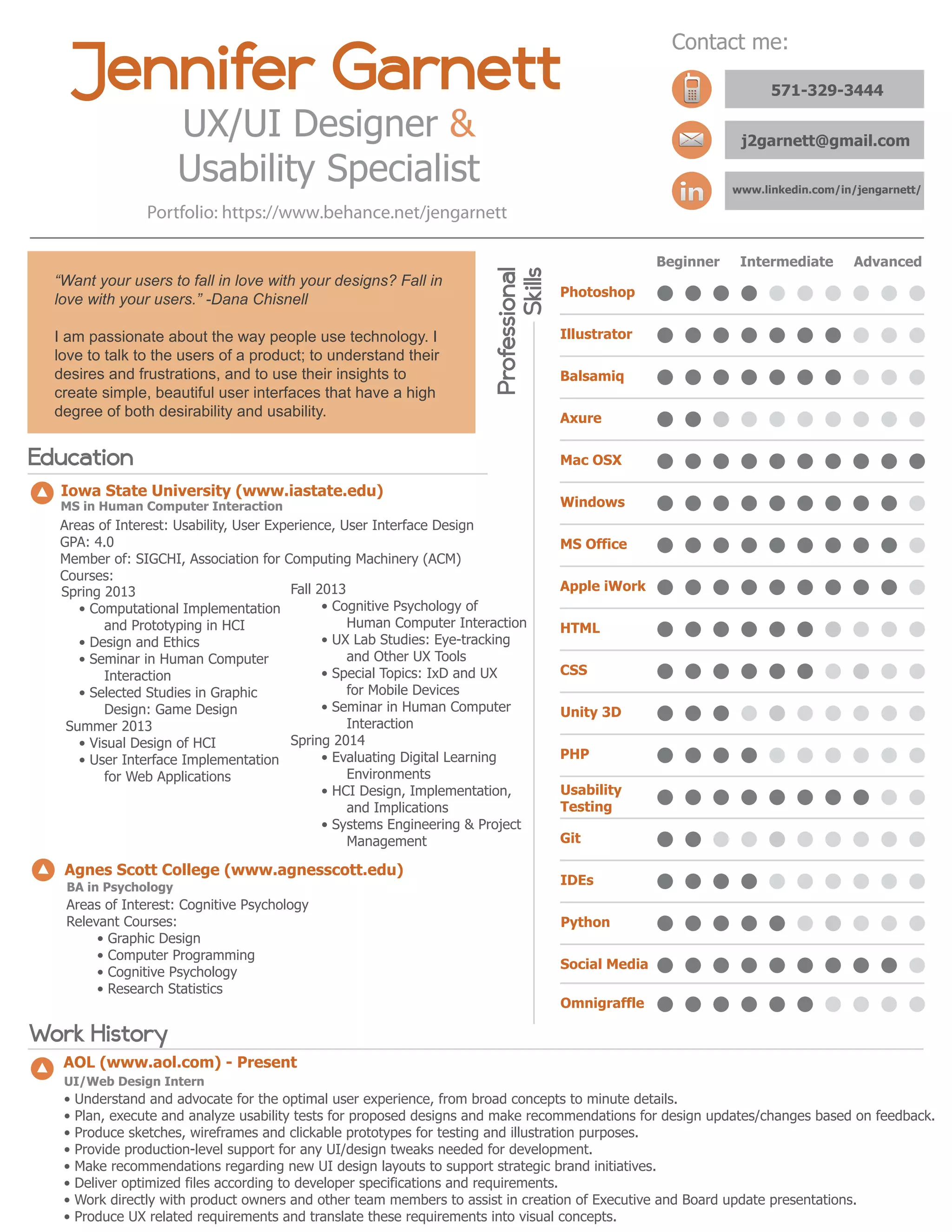 Jennifer Garnett Resume: UI/UX Designer | PDF