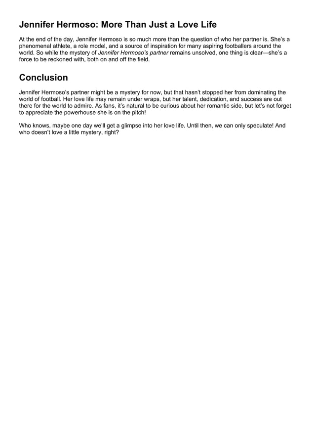 The Enigmatic Love Life of Jennifer Hermoso: Who is Her Partner? | PDF