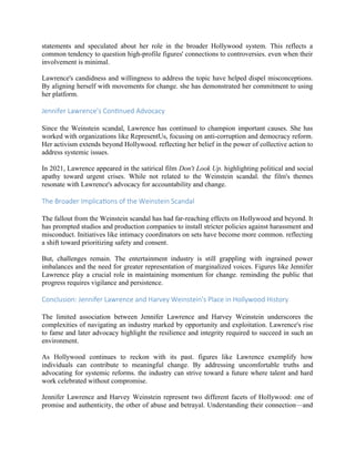 Jennifer Lawrence and Harvey Weinstein: The Intersection of Hollywood ...