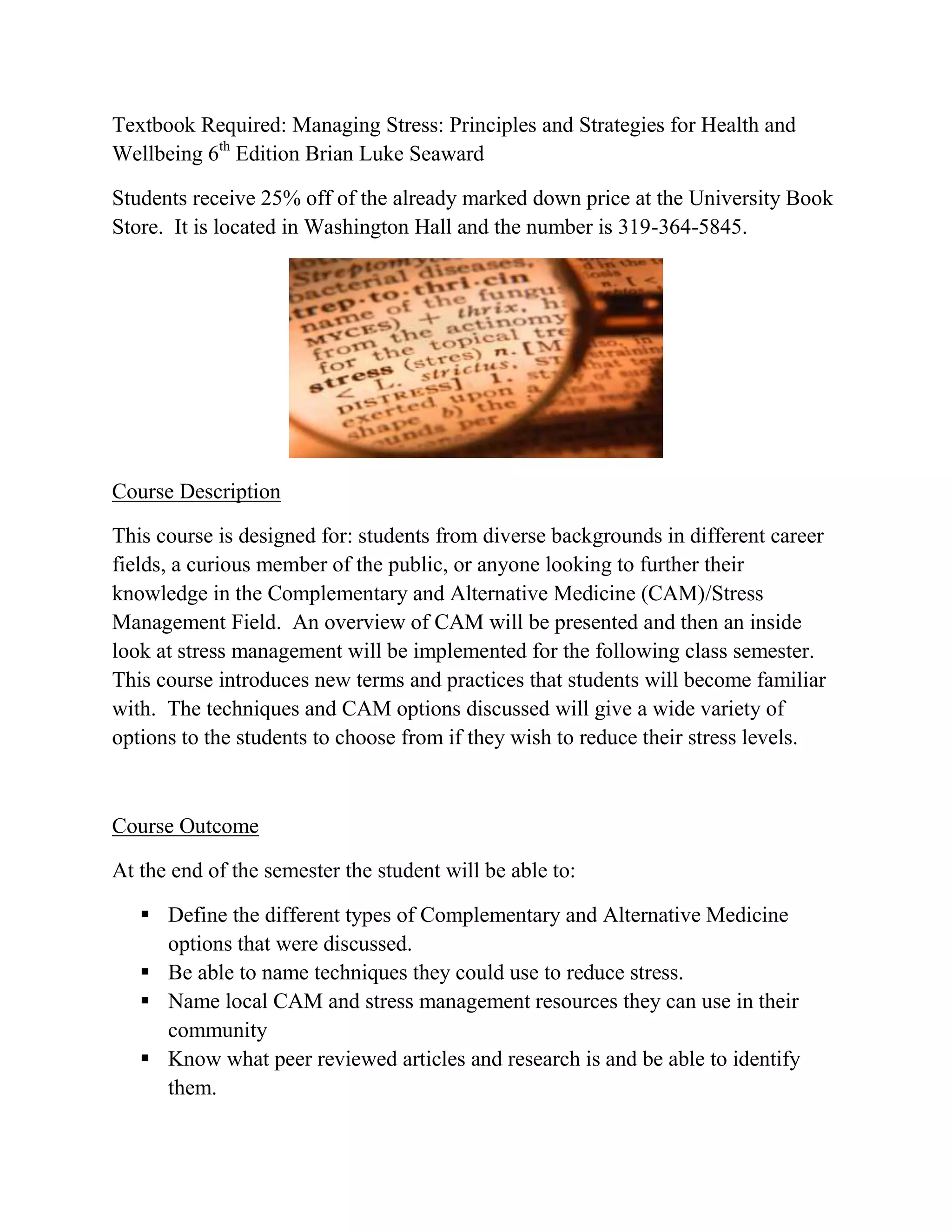 Jennifer lee hw499-bachelor's capstone in health and wellness-unit 5 syllabus | PDF