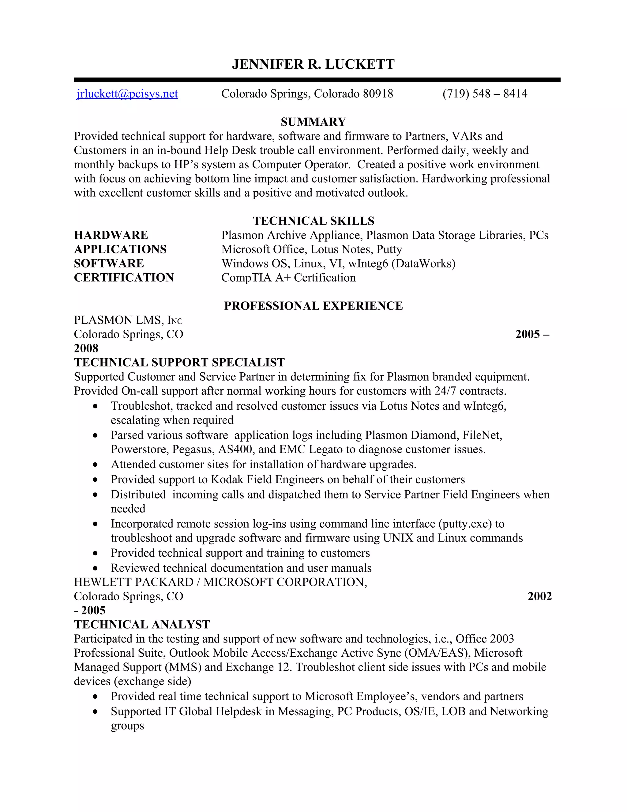 Jennifer Luckett 2 P Resumea | PDF