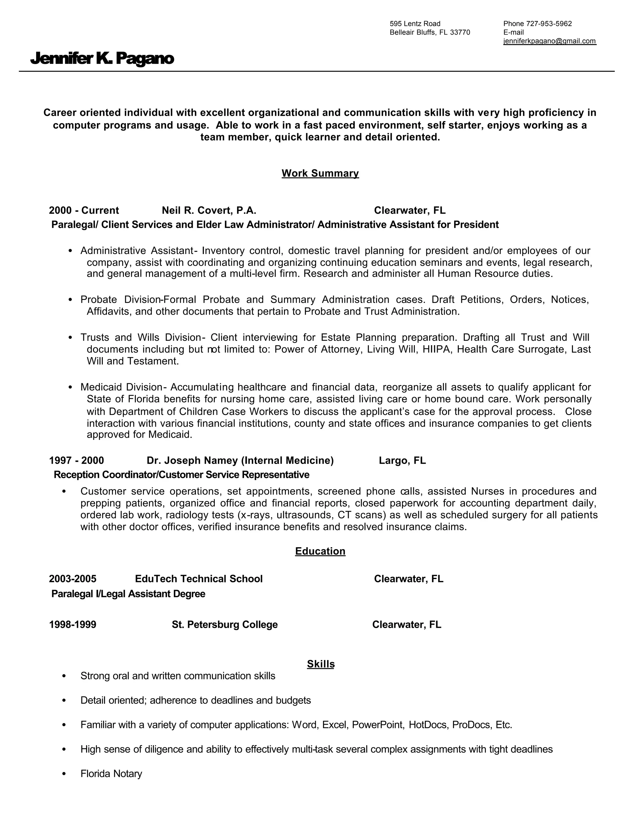 Jennifer Pagano Resume | PDF | Free Download