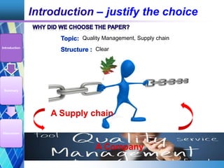 [Jennifer]Summary of the paper about Quality management into the supply ...