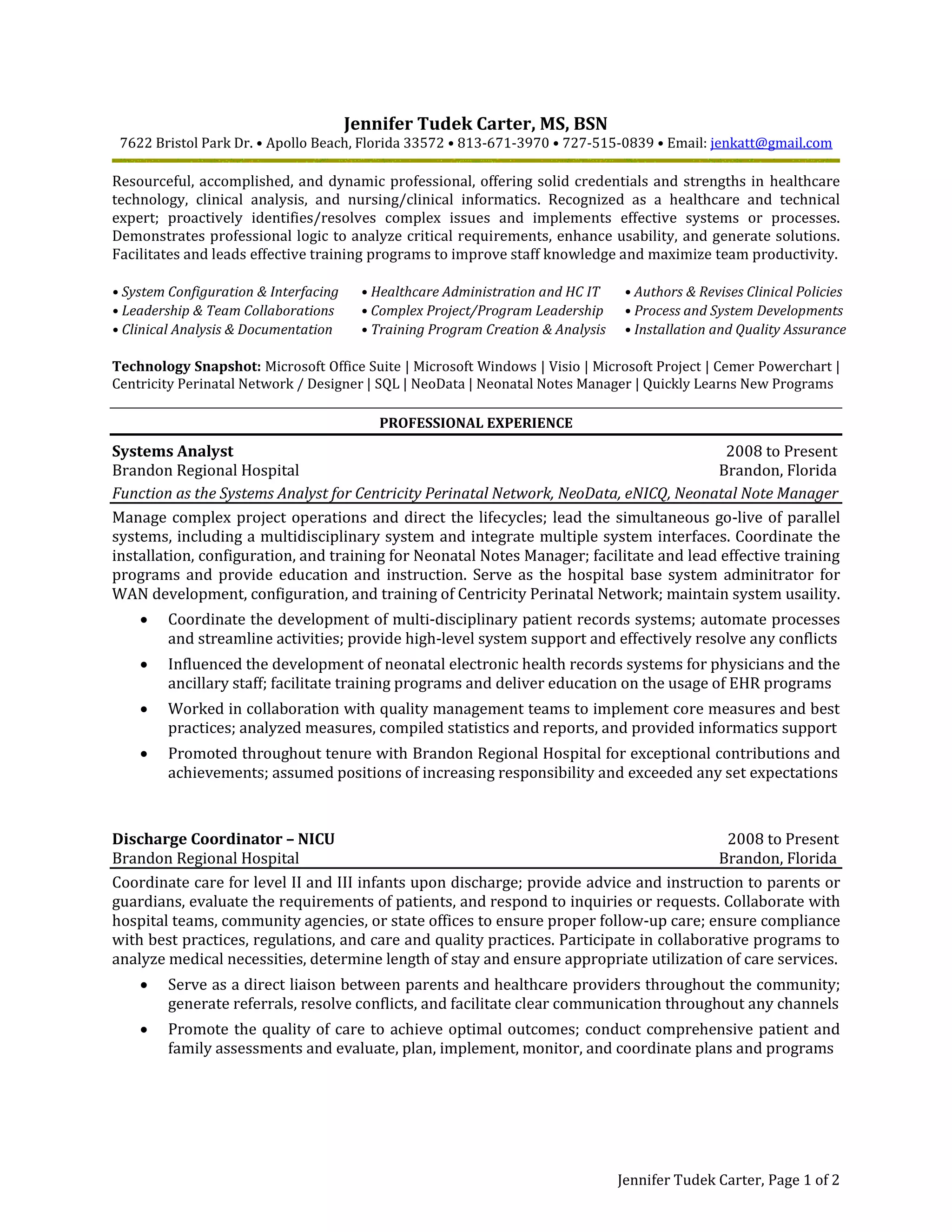 Jennifer tudek carter resume | PDF