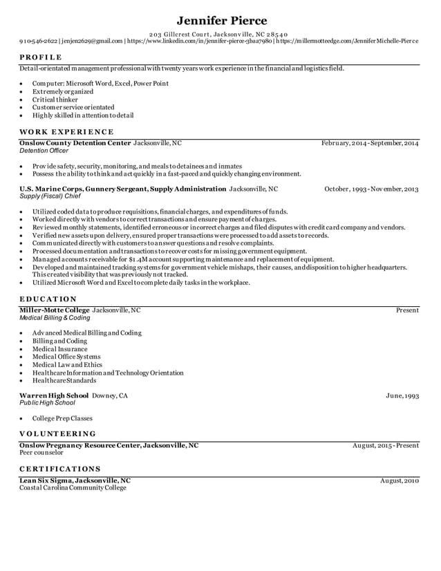 Jennifer Pierce resume | PDF