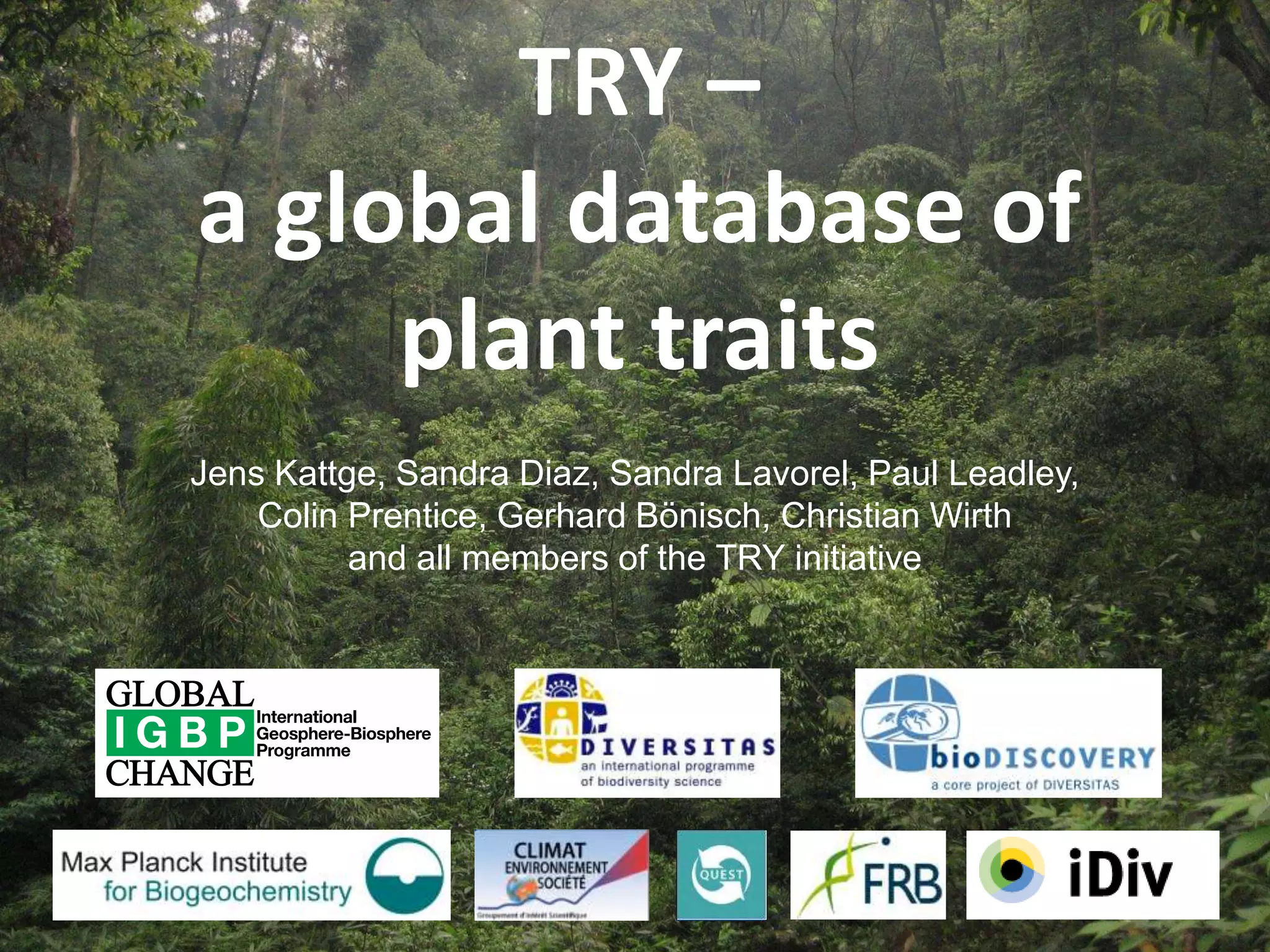 TRY - a global database of plant traits | PPT