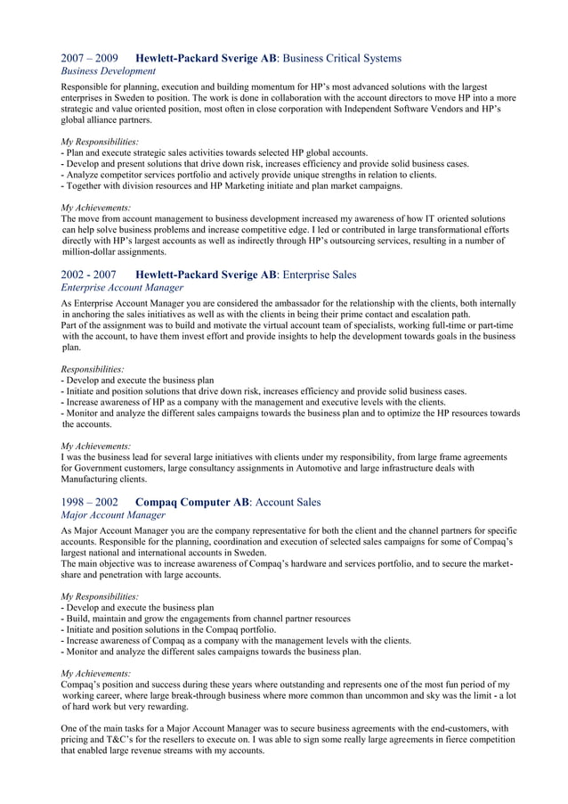 Jens Howander Cv 2010 | PDF