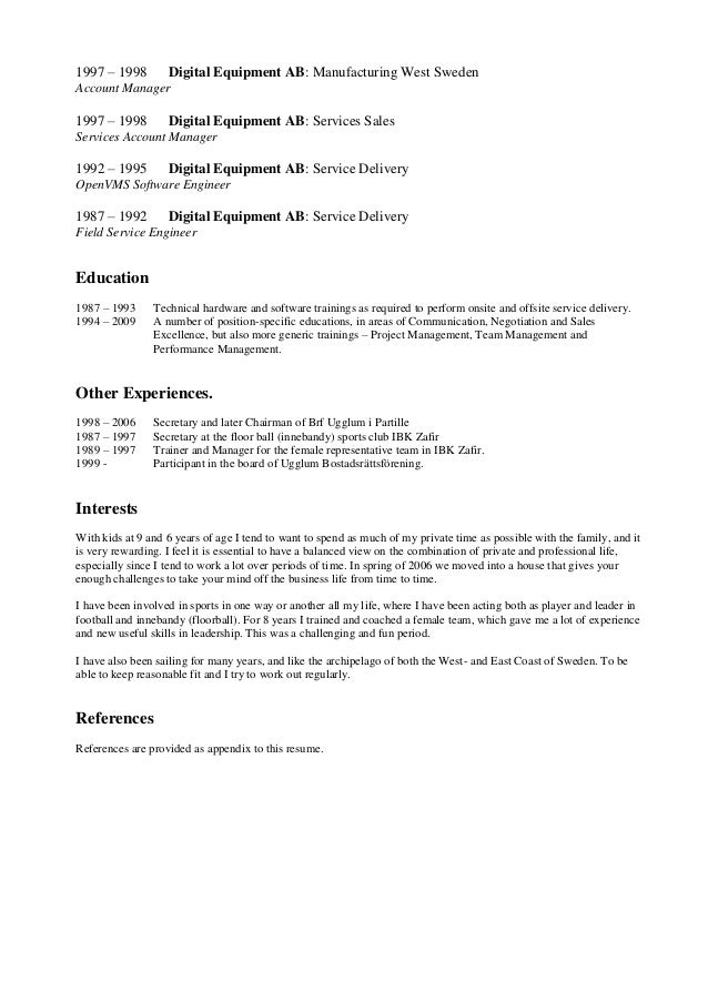 Jens Howander Cv 2010