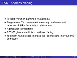 PLNOG 3: Jens Link - IPv6 - Migration Planning | PDF | Internet | Computing