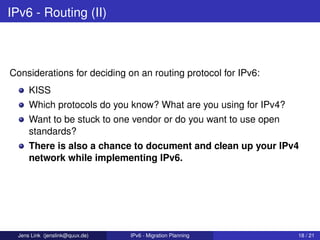 PLNOG 3: Jens Link - IPv6 - Migration Planning | PDF | Internet | Computing