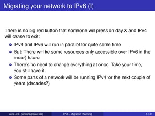 PLNOG 3: Jens Link - IPv6 - Migration Planning | PDF
