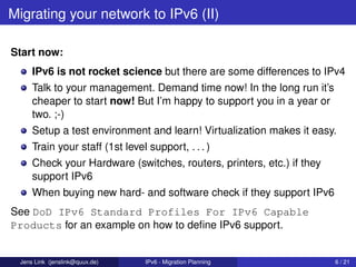 PLNOG 3: Jens Link - IPv6 - Migration Planning | PDF