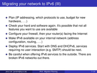 PLNOG 3: Jens Link - IPv6 - Migration Planning | PDF | Internet | Computing