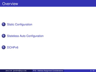 PLNOG 4: Jens Link - IPv6 Address Assignment Considerations | PPT