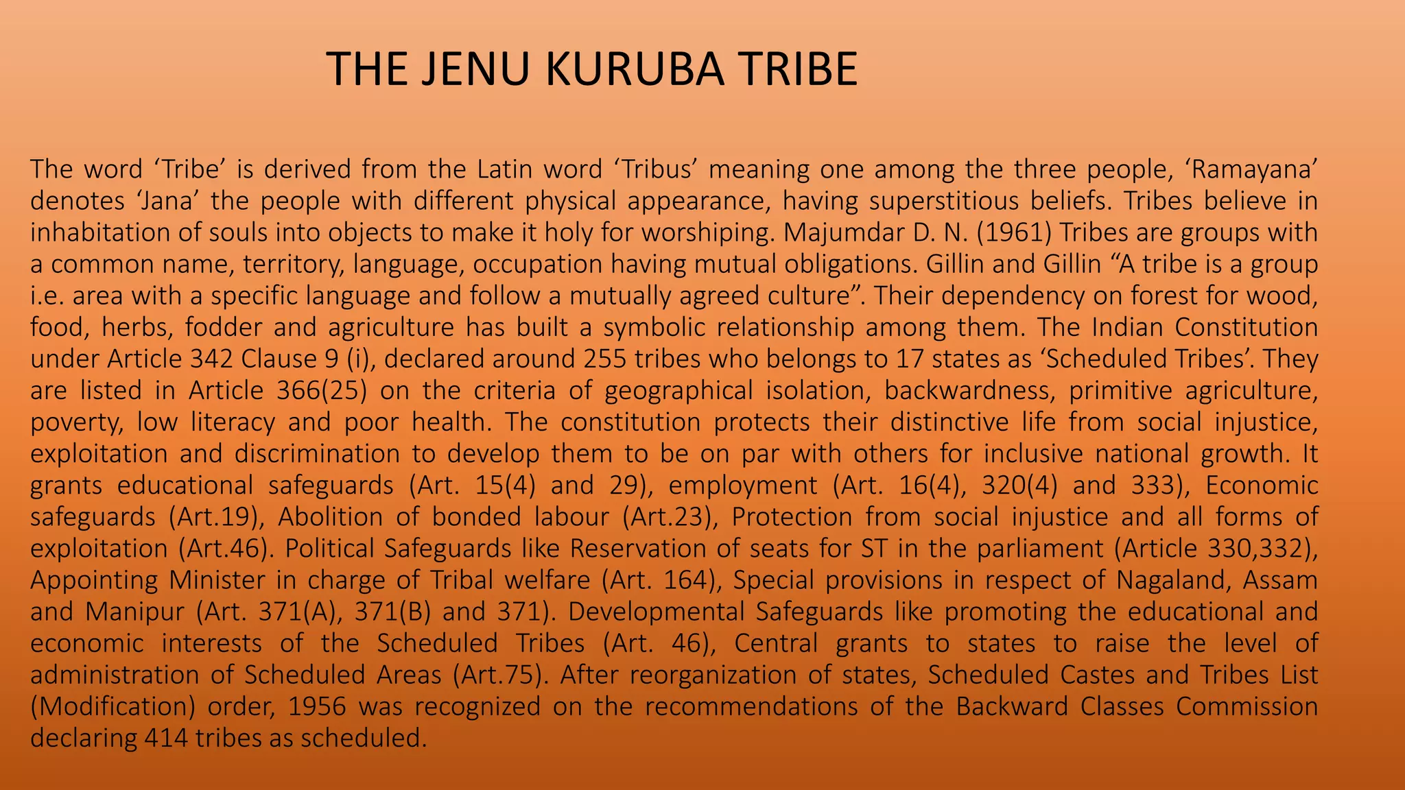 Jenu kuruba tribe | PPTX