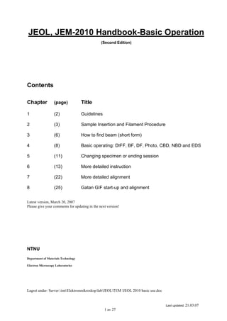 Jeol 2010 basic_easyusing | PDF