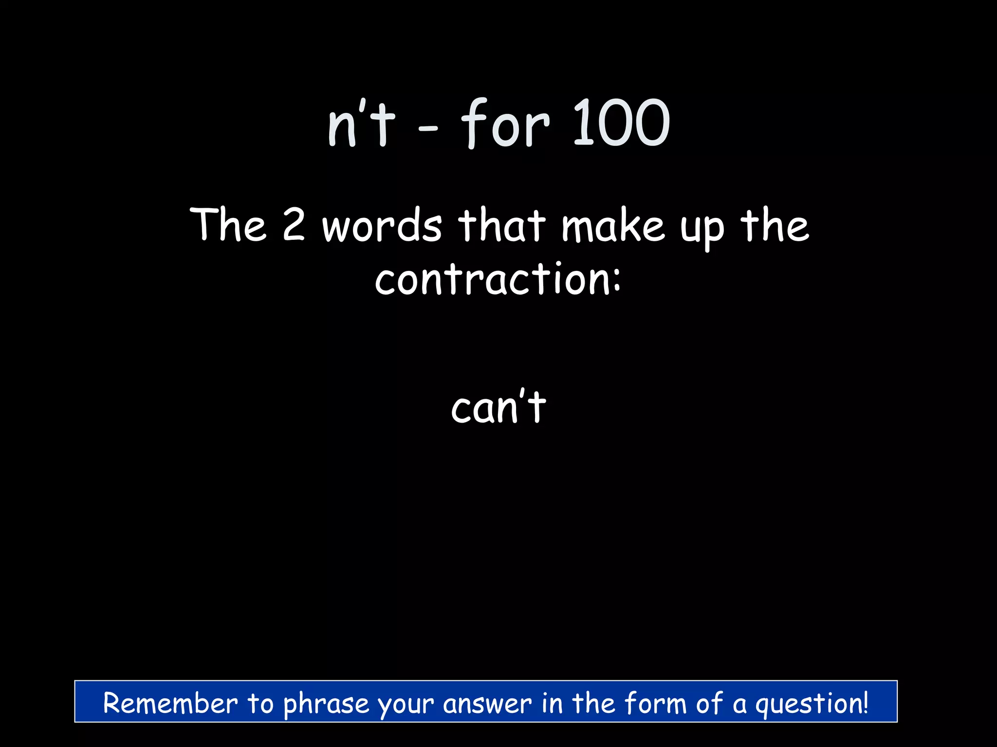 Jeopardy contractions | PPT | Technology & Computing