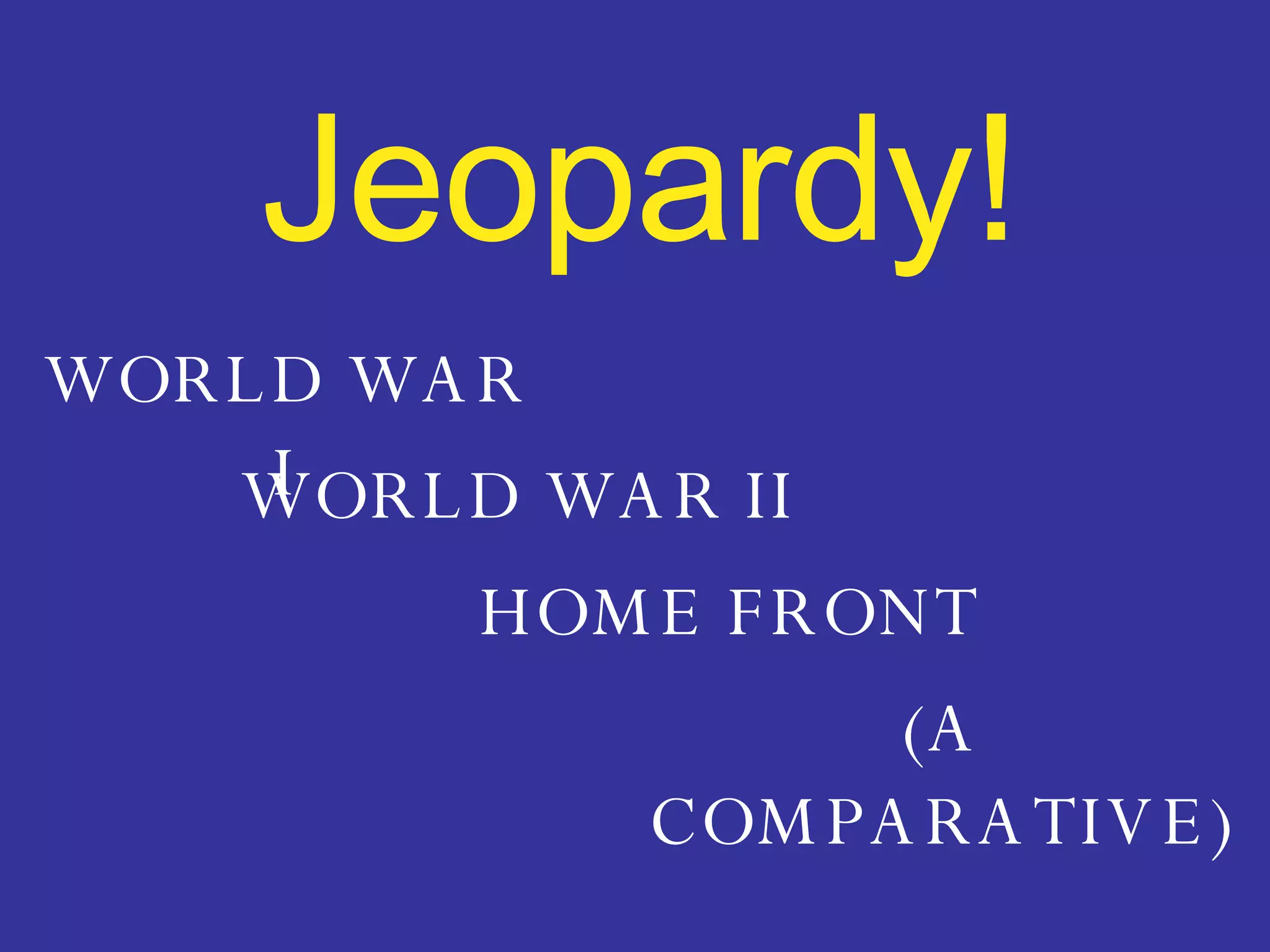 Jeopardy Home Front Wwi Wwii | PPT
