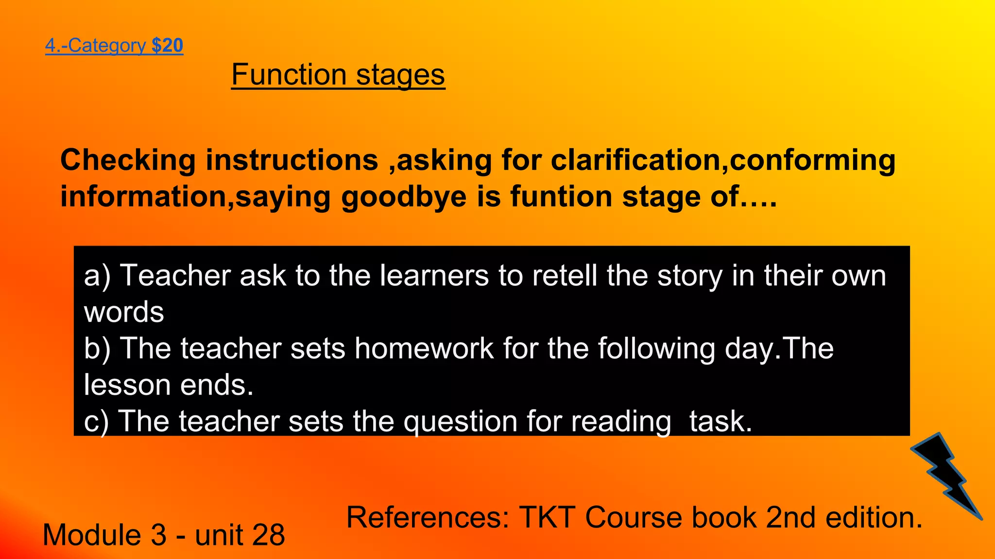 Jeopardy unit 28 - identifying the functions of learners' language | PPT