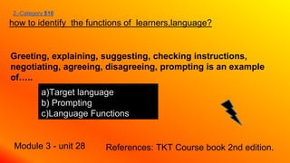 Jeopardy unit 28 - identifying the functions of learners' language | PPT