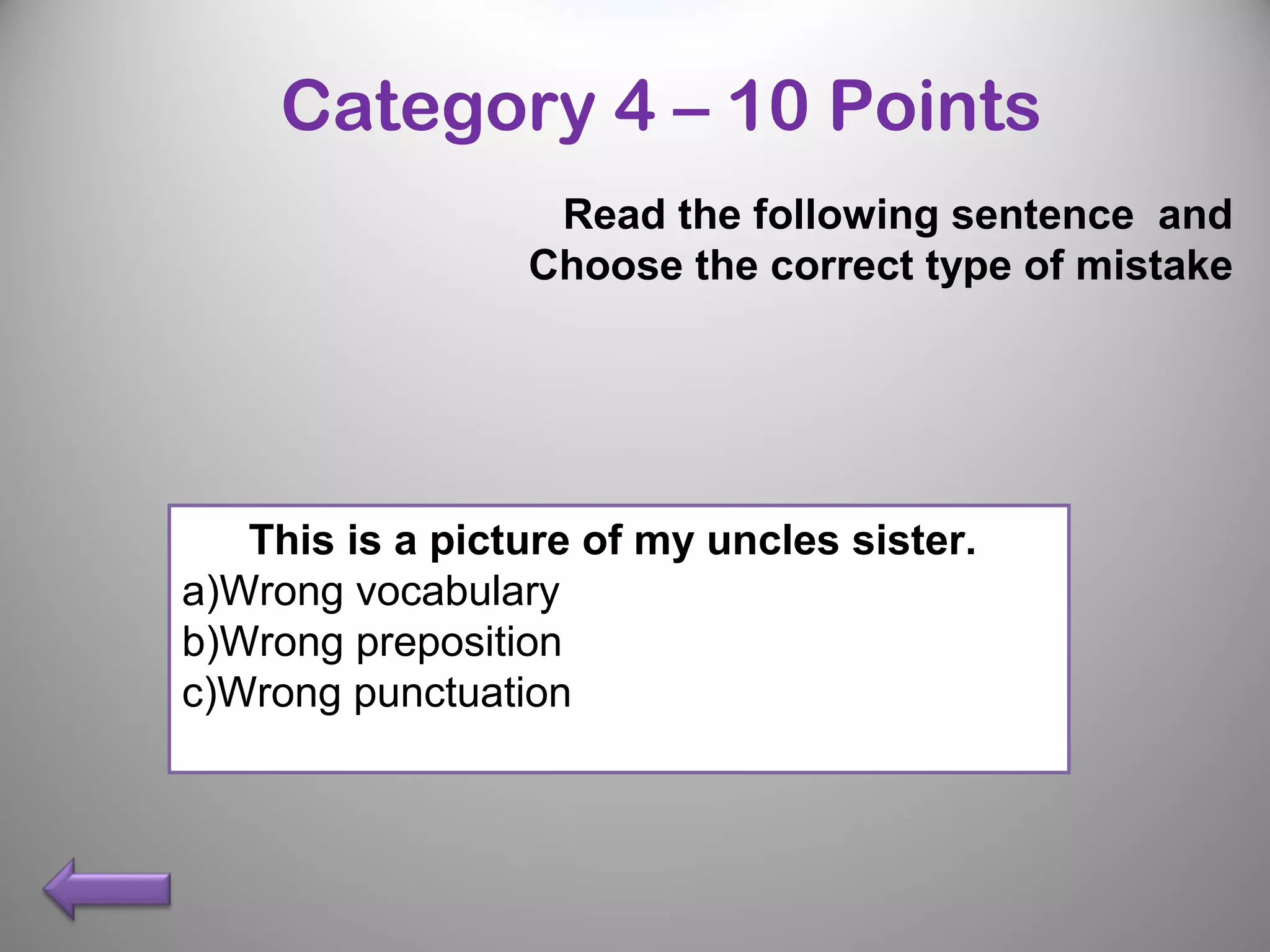 Jeopardy unit 29 - categorising learners' mistakes | PPT