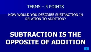Jeopardy (addition subtraction) | PPTX