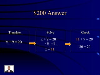 Jeopardy Algebra | PPT