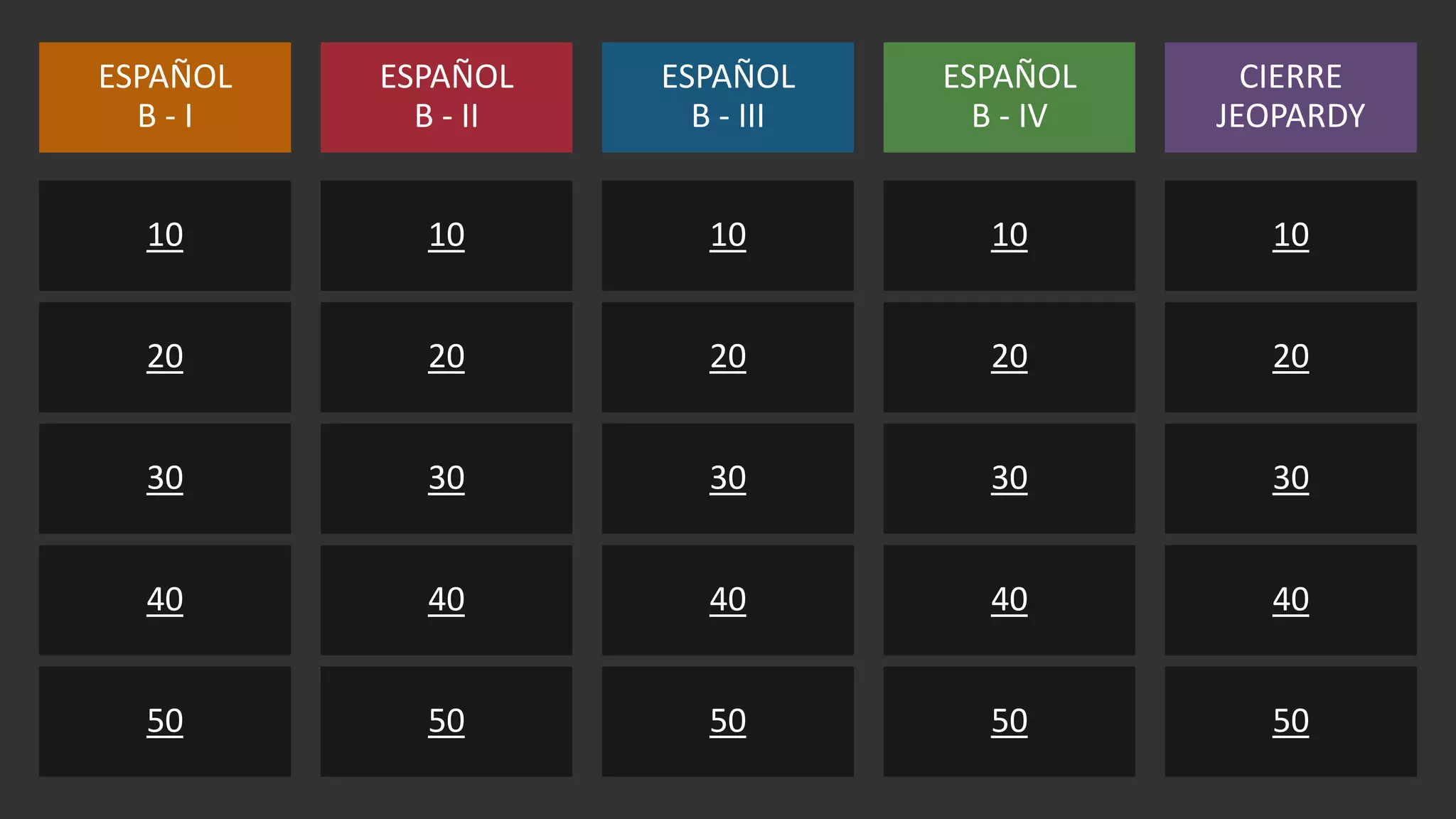 Jeopardy español x boques | PPT