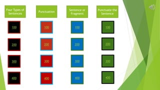 Sentence Jeopardy game | PPTX