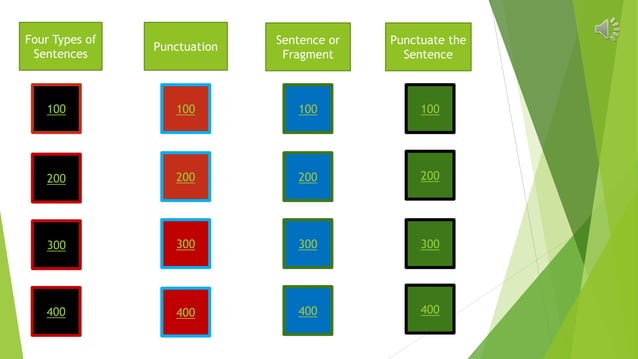 Sentence Jeopardy game | PPTX