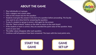 jeopardy Game: An interactive class activity | PPTX