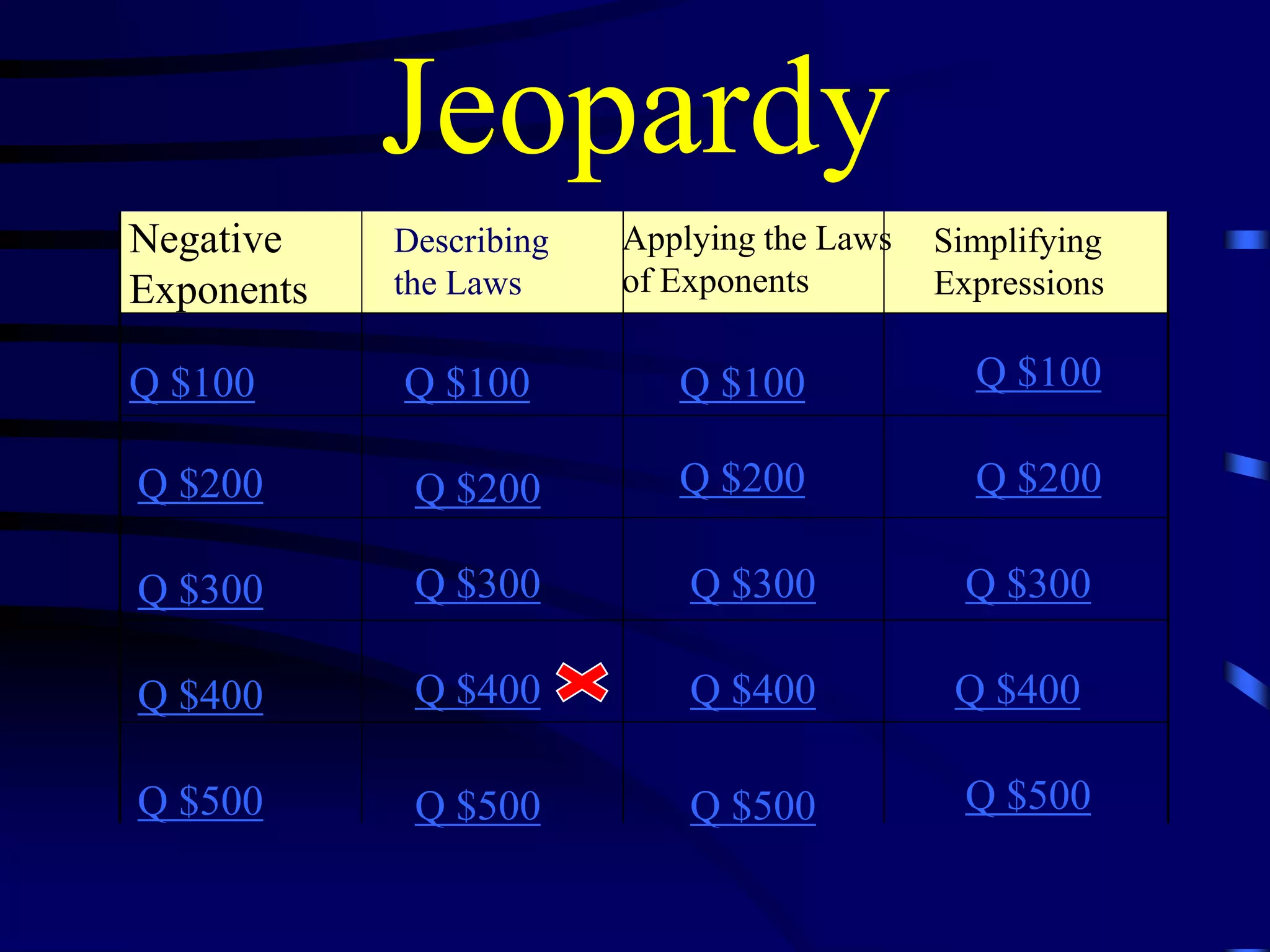 Jeopardy laws of exponents | PPTX