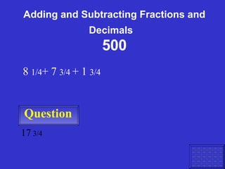 Jeopardy Mathathon Fractions | PPT