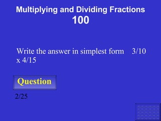 Jeopardy Mathathon Fractions | PPT