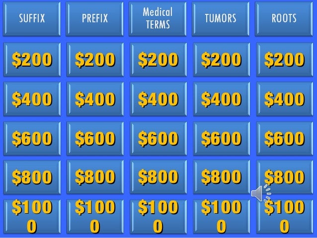 Jeopardy medical terminology
