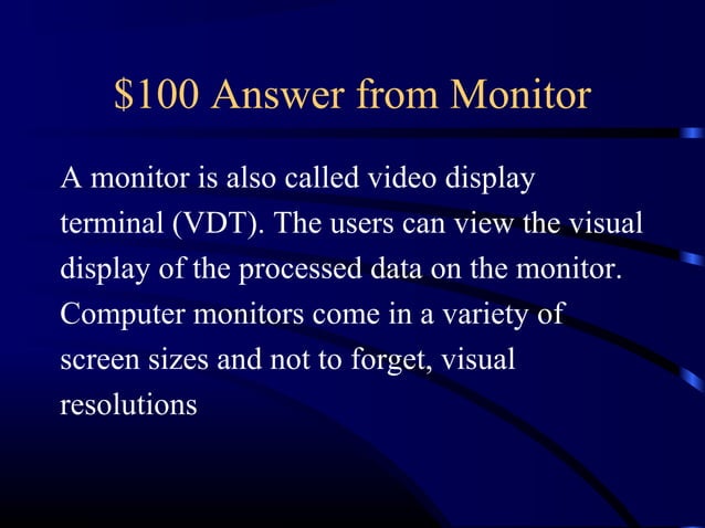 Jeopardy (output devices) | PPT