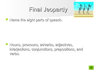 Jeopardy parts of speech | PPT
