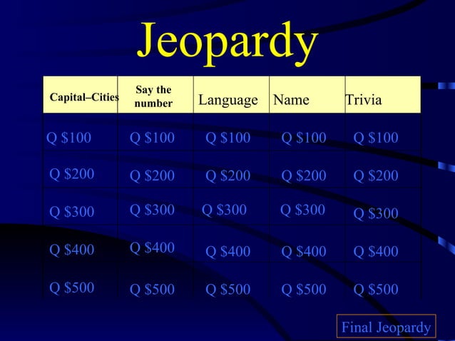 Jeopardy ready | PPT