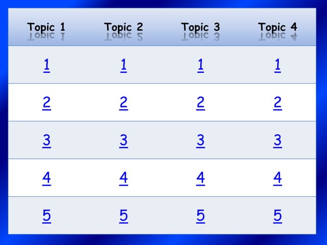 Jeopardy Template 4 Topic | PPTX