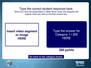 Jeopardy template with video and image placeholders | PPT