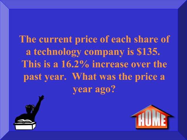 Jeopardy with percent change, literal equations, and dimensional anal ...