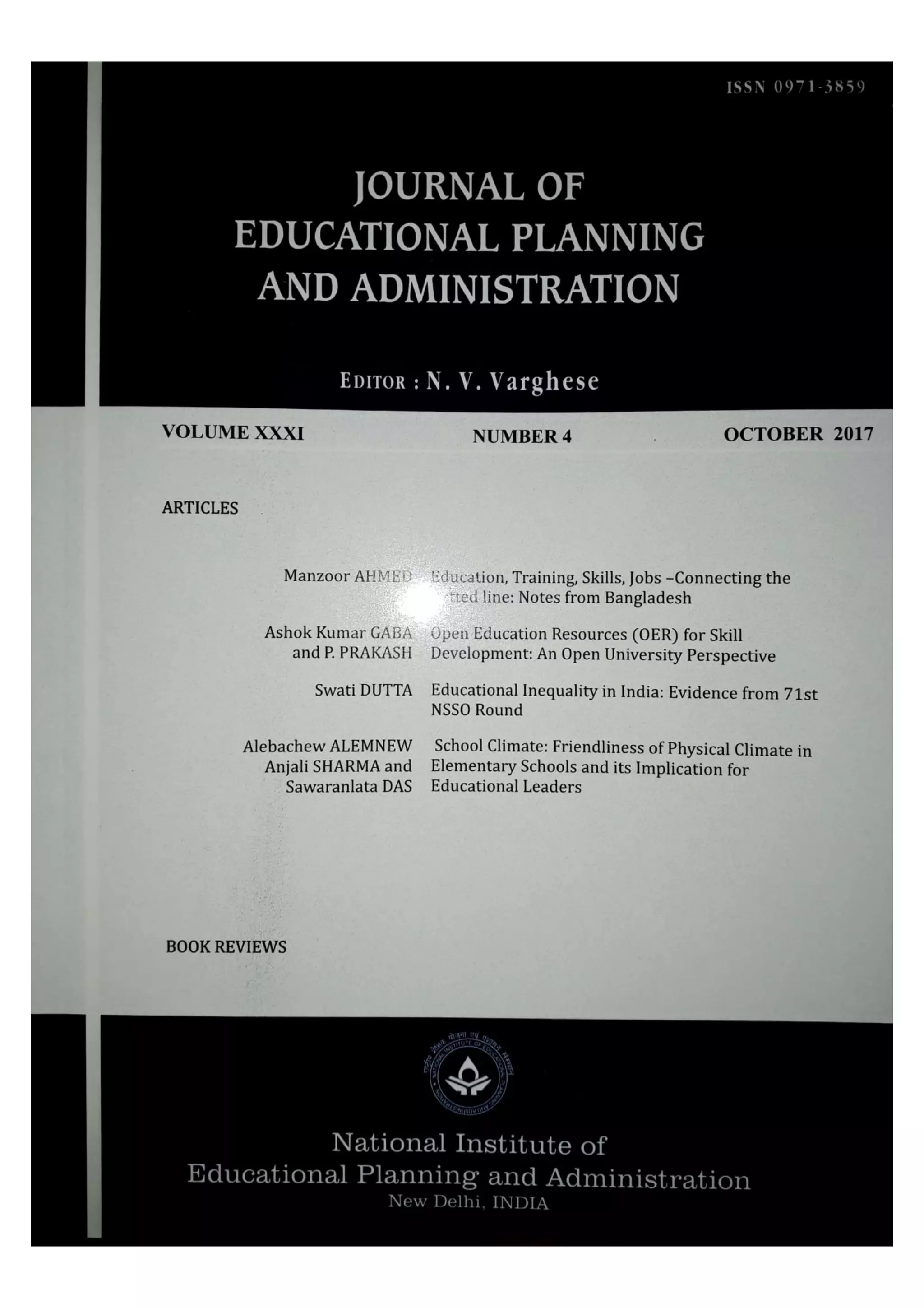 Journal of Educational Planning and Administration (JEPA), Book Review ...