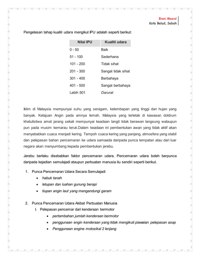 Jerebu Di Malaysia | DOCX