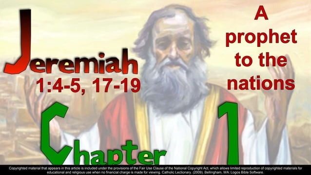 4th Sunday - First Reading - Jeremiah 1:4–5, 17–19 | PPT