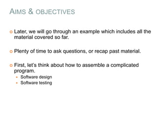 Jeremiah Yancy - Objectives for Software design and testing | PPT